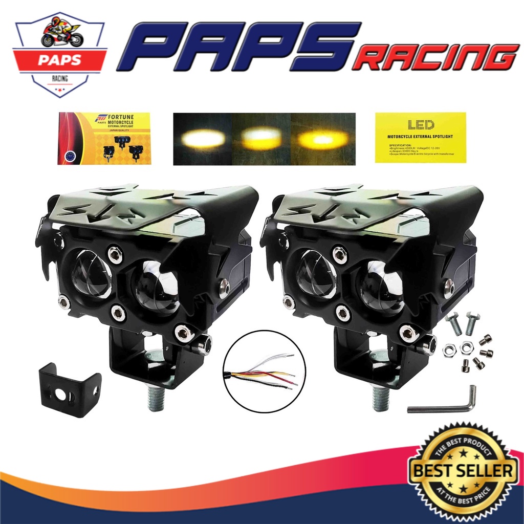 MINI DRIVING LIGHT DUAL COLOR HIGH/LOW BEAM WHITE/YELLOW FLASH ...