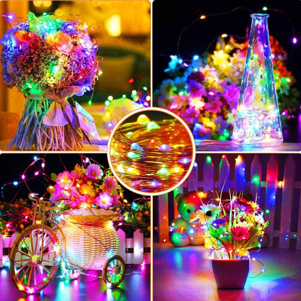 1M 10LED 2M 20L LED Light String Lights Fairytale Copper Wire Battery Operated Decorative Lights ...