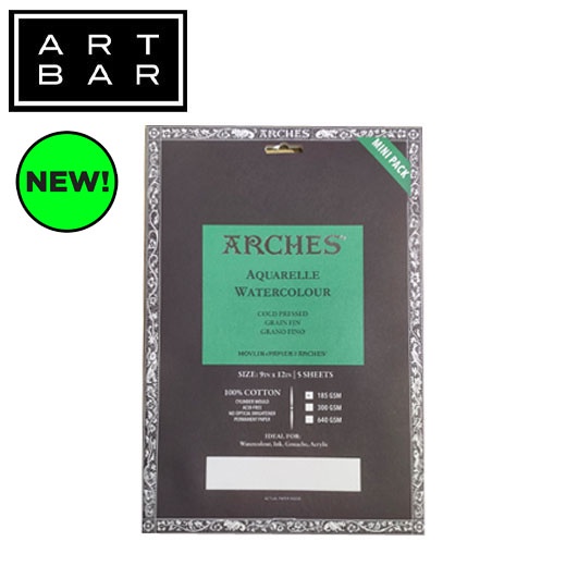 Arches Watercolor Paper 03029107 9X12 5 Sheets 185Gsm Cold Pressed ...