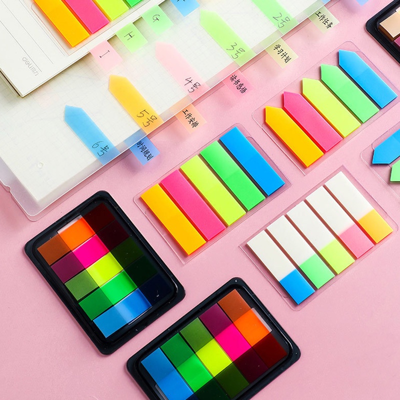 20 Sheets Transparent Fluorescent Color Classification Index Note Paper ...