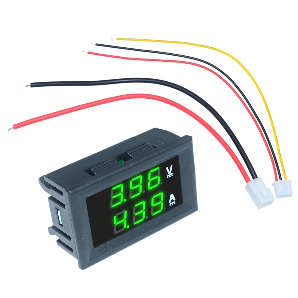 Gaqqee Voltmeter DC 100V 10A Green + Green LED Dual Digital Ammeter ...