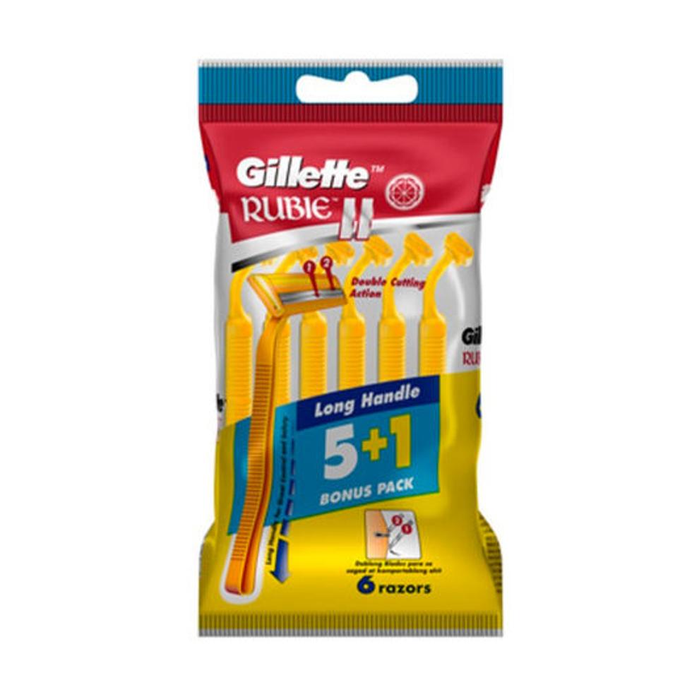 Gillette Rubie II Fixed Head 2 Bladed Men'S Disposable Razor Yellow ...