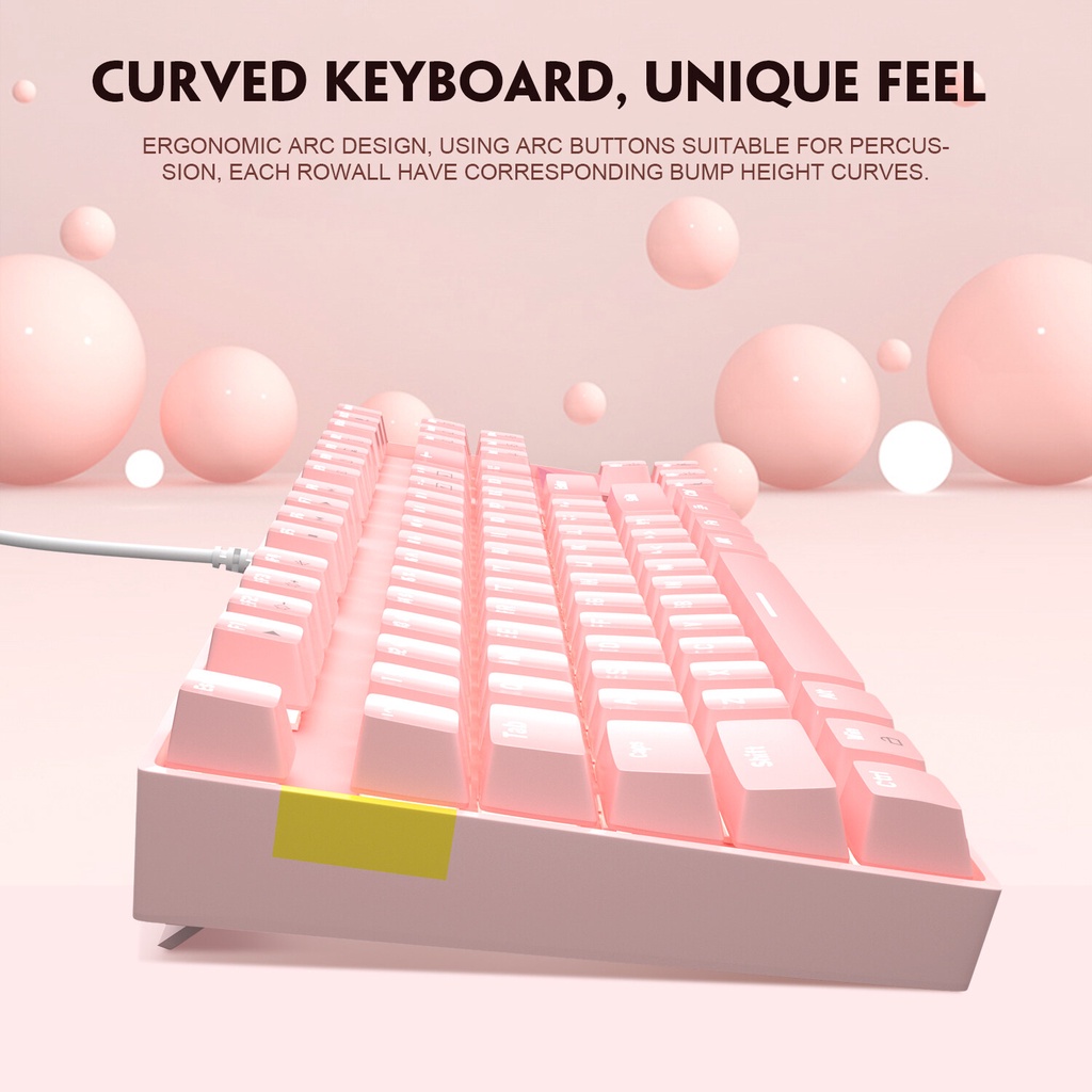 MageGee MK1 Pink Mechanical Keyboard 87 Keys Blue Switch White LED ...
