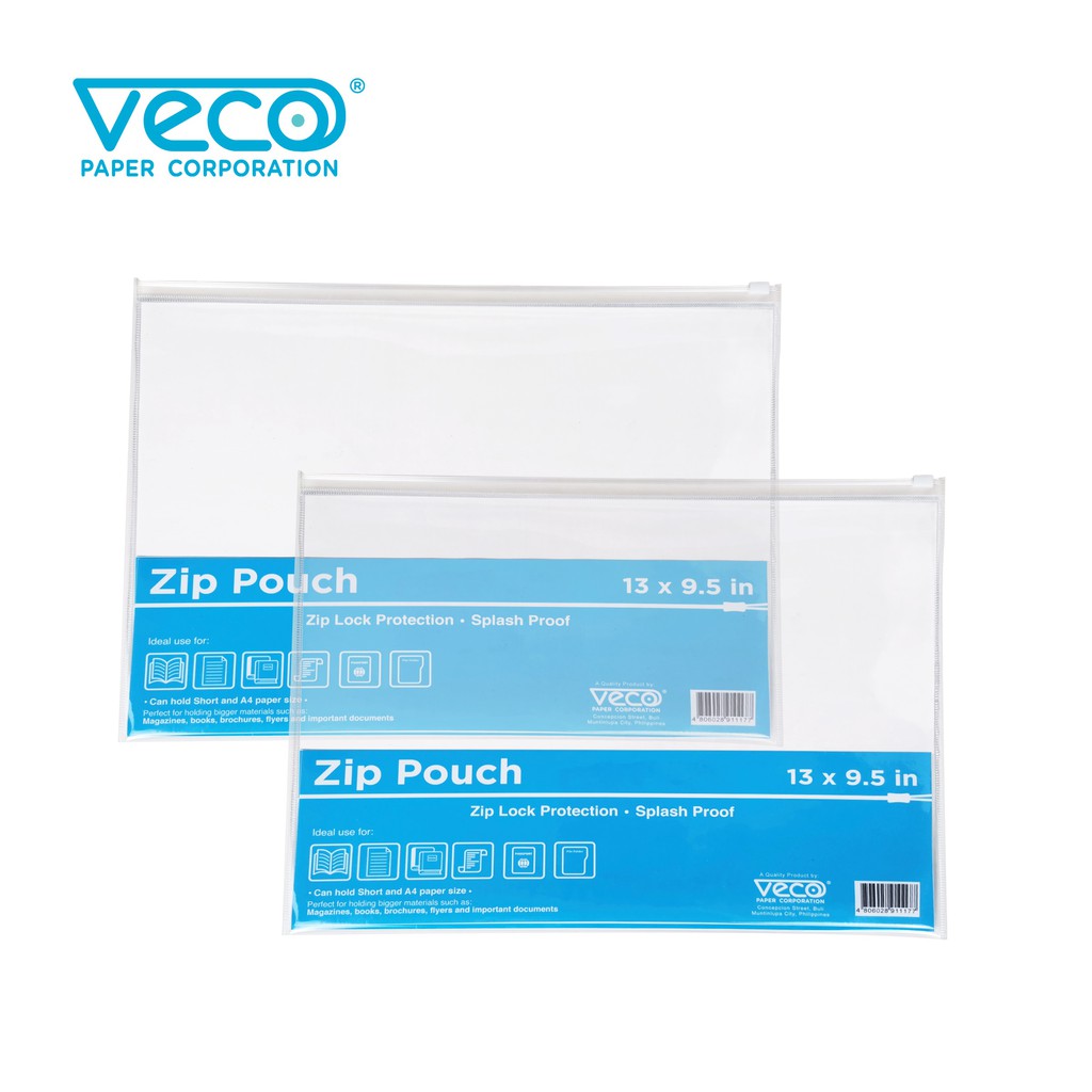 Veco Clear Plastic Envelope Zip-Closure Organizer 2Pcs | Shopee Philippines