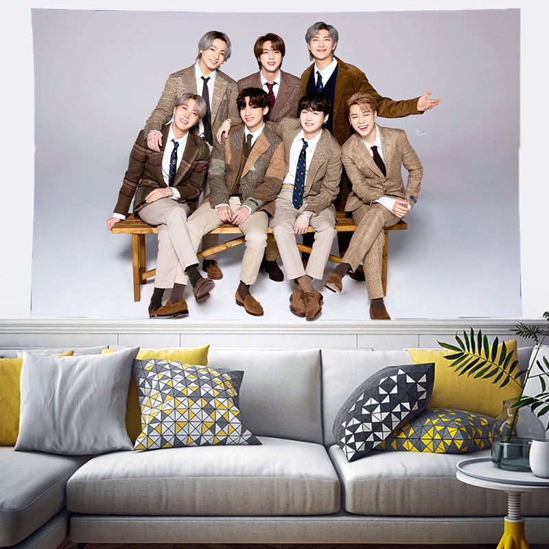UNI.FUN BTS K POP Background Tapestry Bedroom Wall Hanging Cloth Home ...