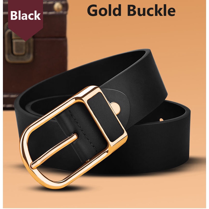 Men Retro Belts Smooth Leather Alloy Pin Buckle Belt For Men Jeans ...