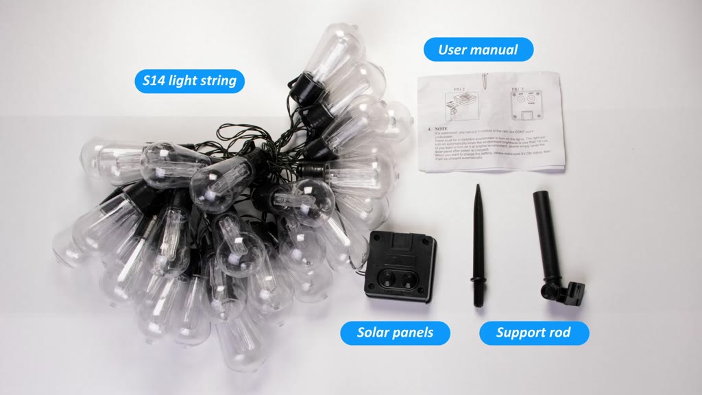 S14/G50 Solar string lights Outdoor Patio Globe Fairy String Lights ...