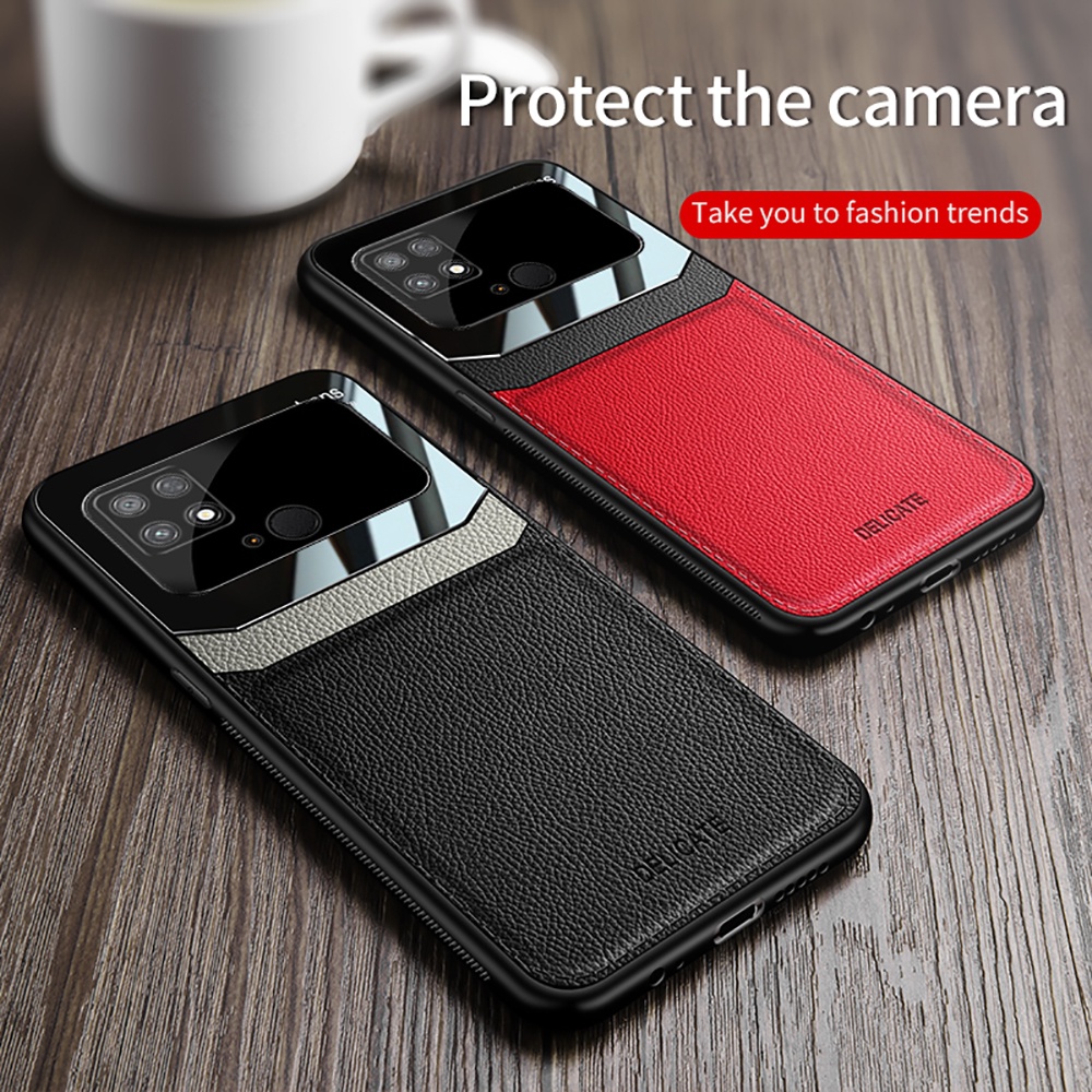 For Poco C40 Case Plexiglass Back Protect Leather Phone Cover Poco C40 ...