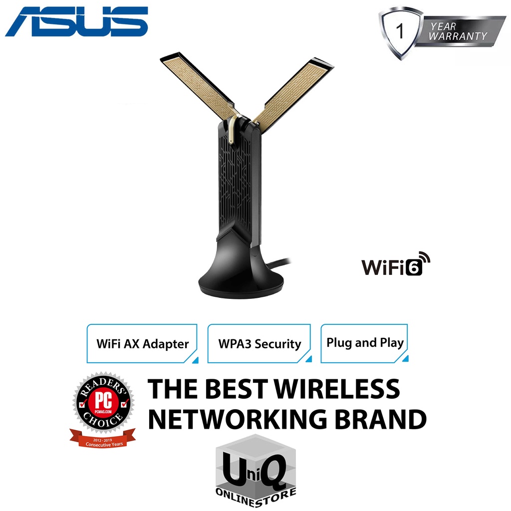 ASUS USB-AX56 Dual Band AX1800 USB WiFi Adapter, Wi-Fi 6 (802.11ax), 2. ...