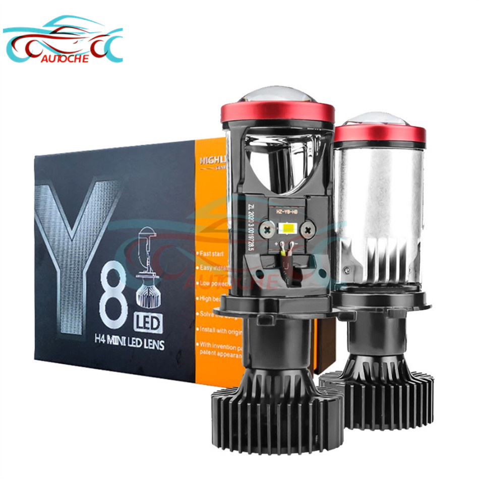 Y7d H4 2 Pcs Plug And Play 6000K Car Mini Y8 H4 LED Headlight Projector ...