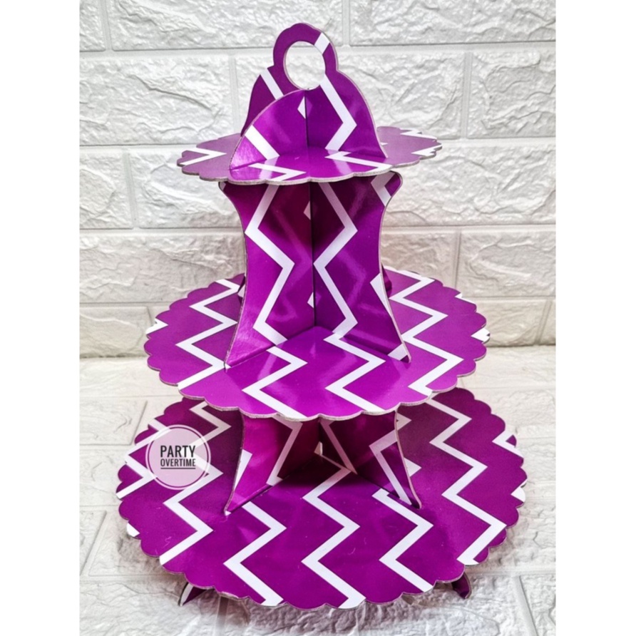 3 Tier Purple Wave Chevron Cupcake Stand Birthday Christening ...