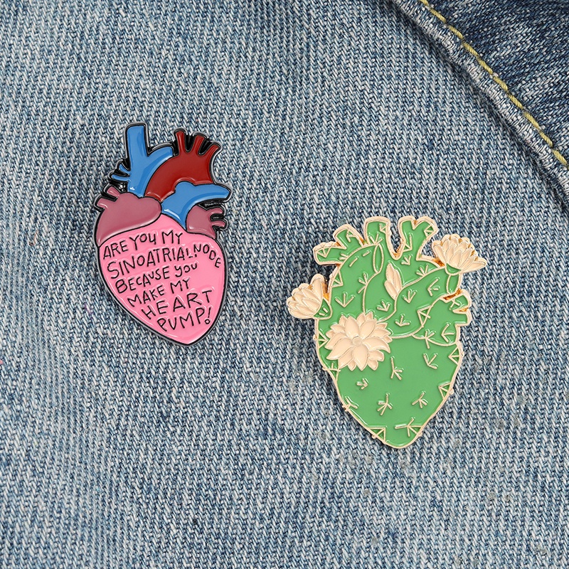 Anatomy Heart Art Enamel Pins Flower Letter Brooches for Doctors Nurse ...