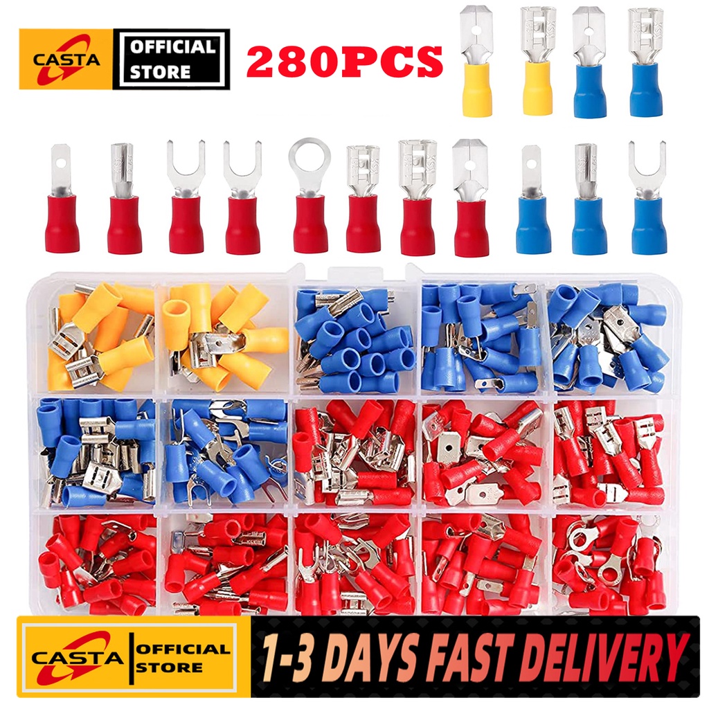 Casta 280 Pcs Assorted Crimp Spade Terminal Insulated Electrical Wire ...