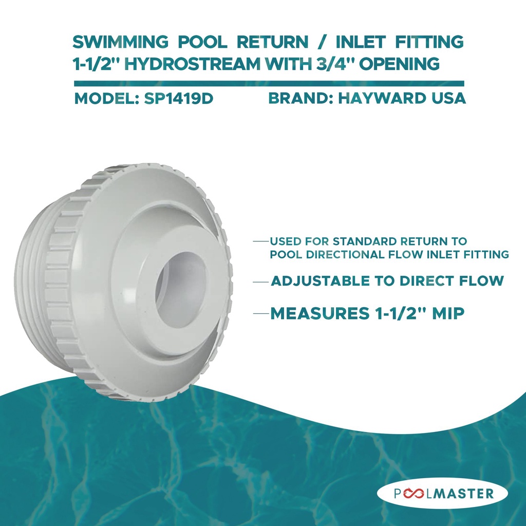Hayward SP1419D Eyeball Return Fitting - 3/4" Opening, 1.5" MIP Thread ...
