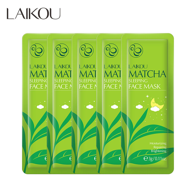 LAIKOU Matcha Sleeping Mask Acne Treatment Gel Sachet Whitening Night ...