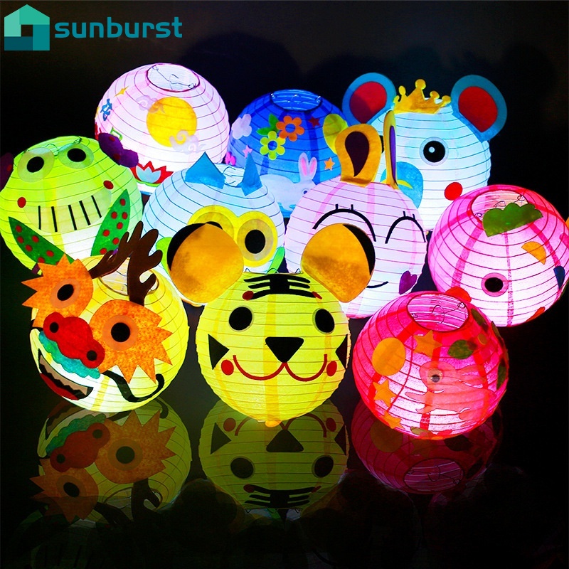 Kids Hand-carry Round Cute Cartoon DIY Lanterns / Chinese Moon Festival ...