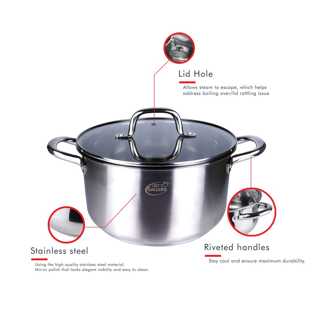 Chef's Gallery Stainless Steel Cookware Set 5pcs | Shopee Philippines