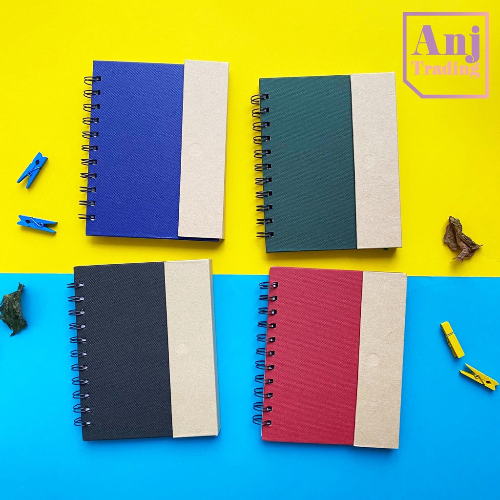 Spiral Kraft Notebook Set Eco Friendly Material w/ FREE PEN With Sticky ...