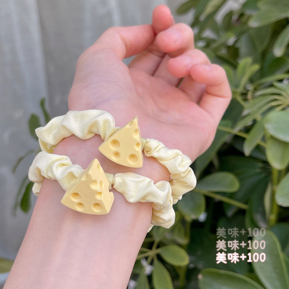 2022 Cheese Cheese Hair Tie Cute Girl Heart Scrunchy Hair Tie Cartoon ...