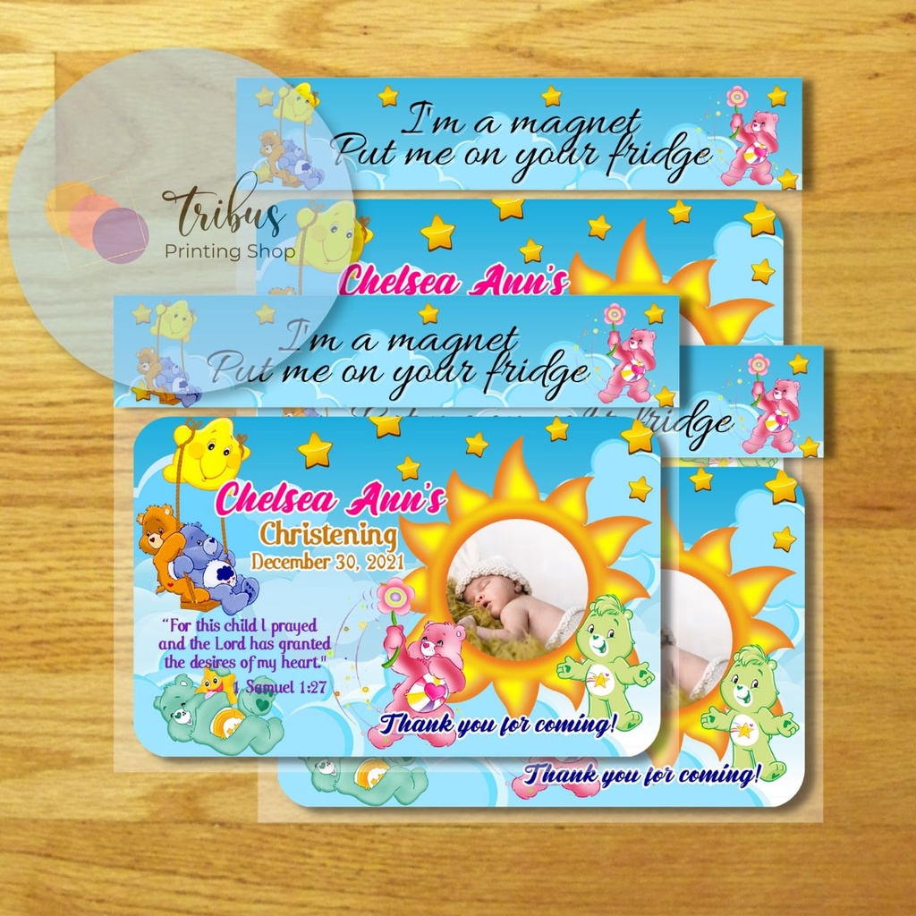 Care Bears Theme Ref Magnet (Baptismal, Christening, Dedication ...
