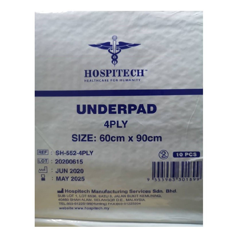 HOSPITECH UNDERPAD/INCOPAD ( SIZE-75CMX75CM / 60CMX90CM ) 10PCS/PKT ...