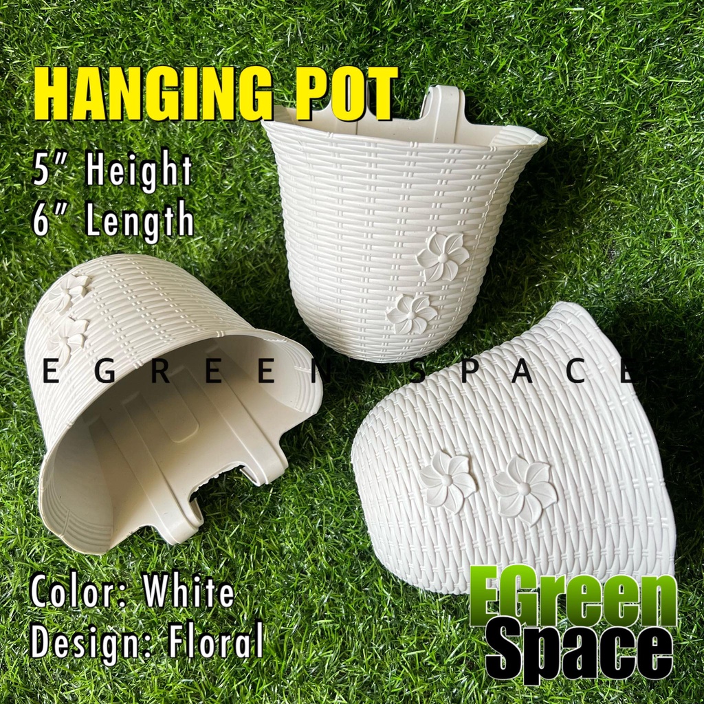 White Floral Hanging Plastic Pots (Sold per piece) | Shopee Philippines