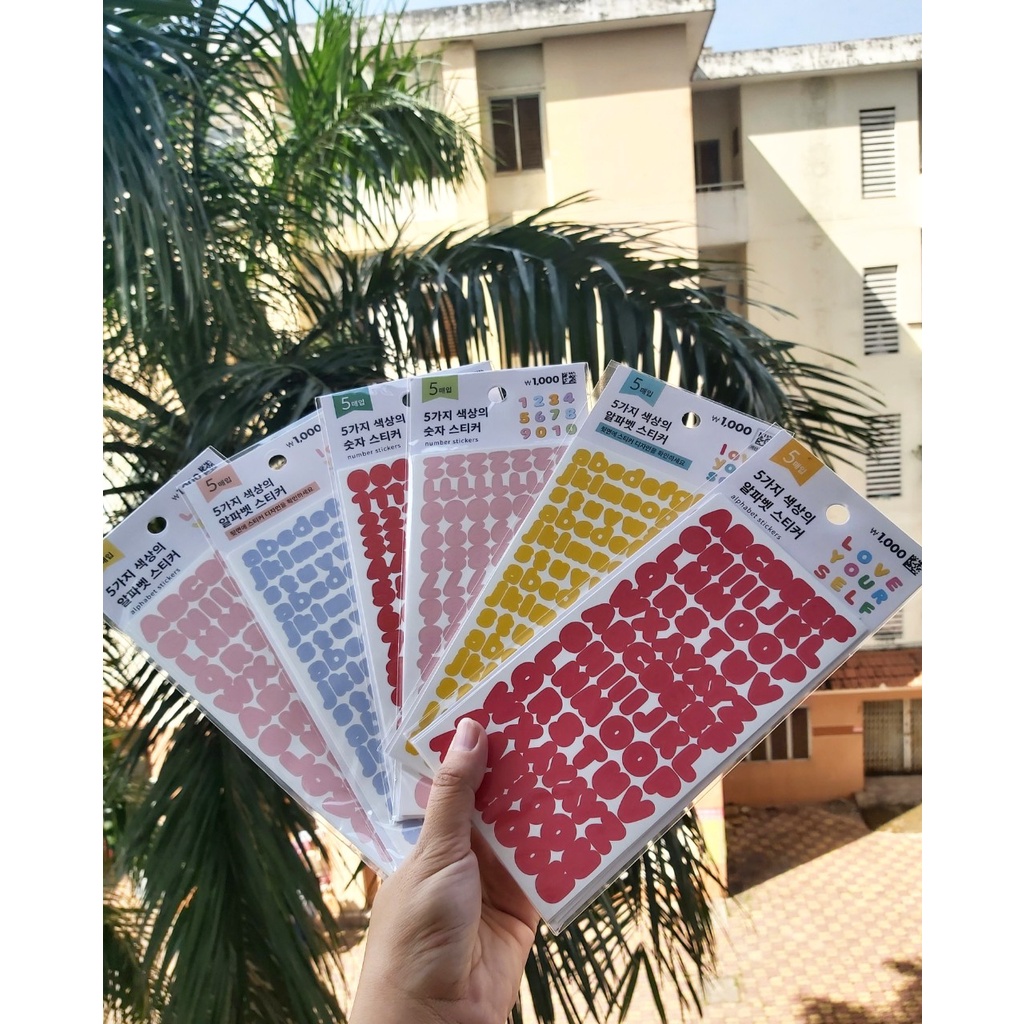 [Available] Set Of 5 Daiso Letters And Numbers Stickers In Various ...