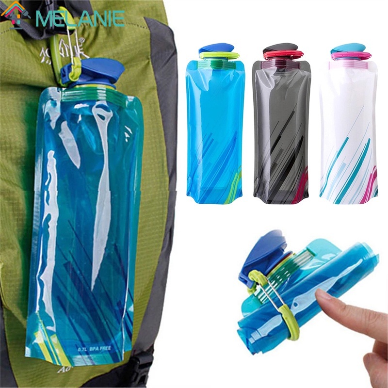 1Pc 700ML Portable Soft Foldable Water Bags For Hiking Camping ...