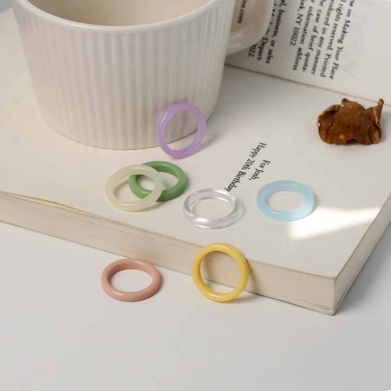 New acrylic simple small fresh candy color index finger decorative ring ...