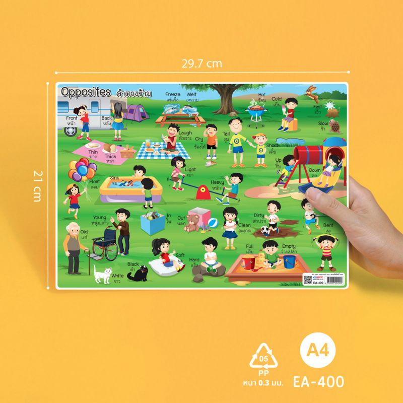 Opposites Poster A4 Size Knowledge Vocabulary EA-400 Vanda learning ...