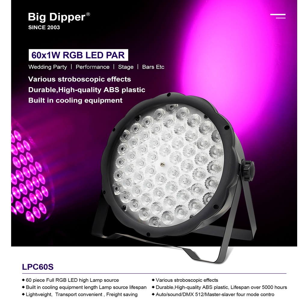 Big Dipper LPC60s 60*1W 3in1 RGB Full Color Par Light led | Shopee ...