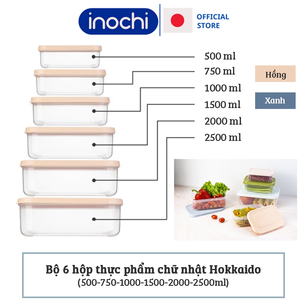 Set of 6 hokkaido inochi plastic food containers of all sizes, 500ml to ...