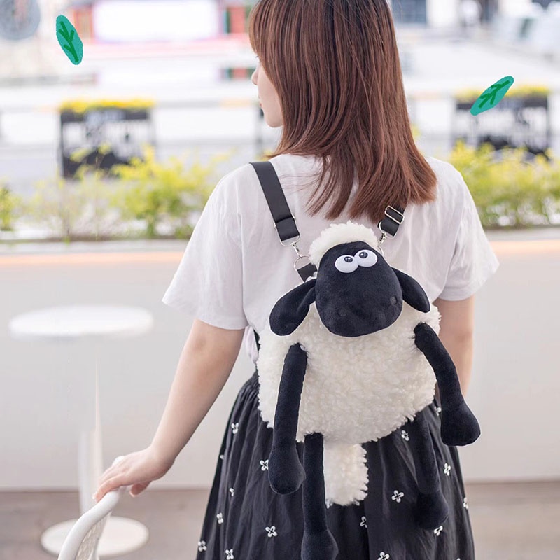 40cm Shaun the Sheep Backpack Soft Plush Bags Animal Kawaii Backpacks ...