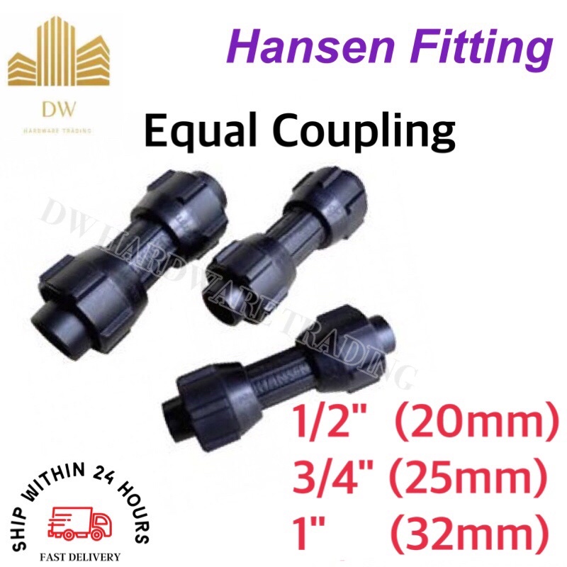 Hansen Fitting Equal Socket Coupling (For Poly,Poly Aluminium Pipe) 1/2 ...