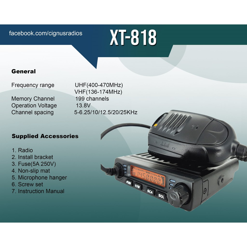 CIGNUS XT-818 MINI BASE RADIO 15WATTS | Shopee Philippines