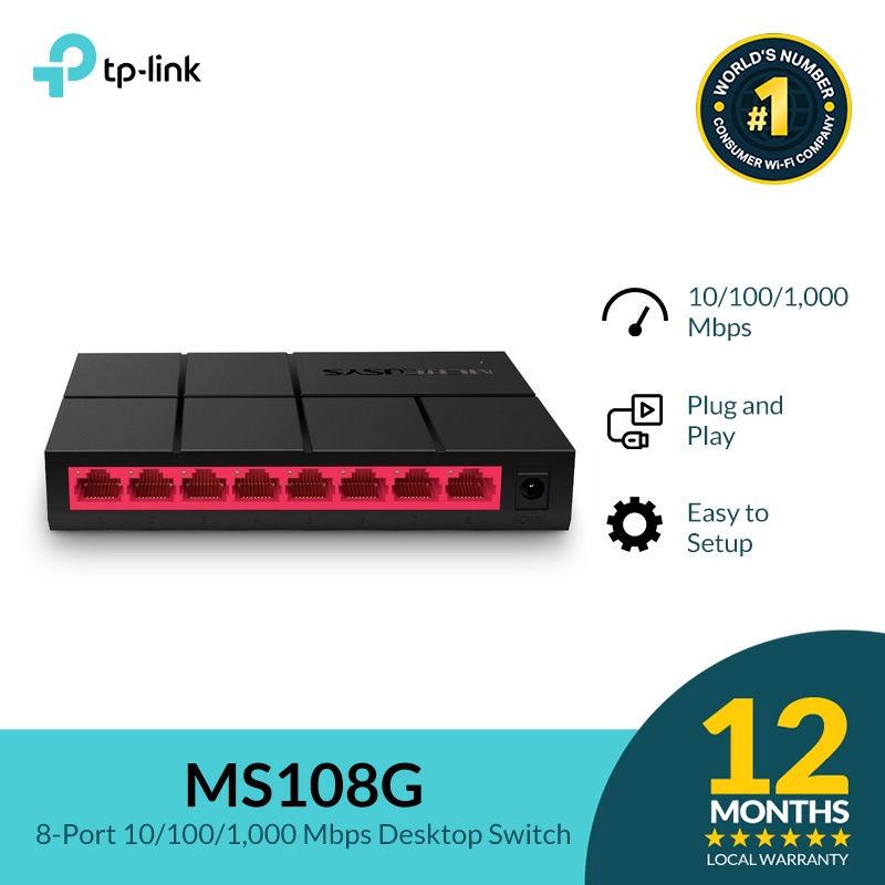 TP-Link Mercusys MS108G 8-Port 10/100/1000mbps Desktop Switch | Shopee ...
