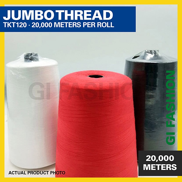 20000 METERS Sewing Thread JUMBO sinulid black white red per cone ...