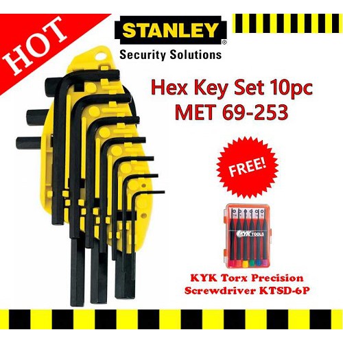 Stanley Hex Key Set 10PC MET 69-253 with FREE KYK Torx Precision ...