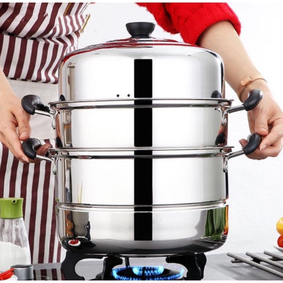 3 Layer Steamer Stainless Steel for dumplings, vegetables and fish ...