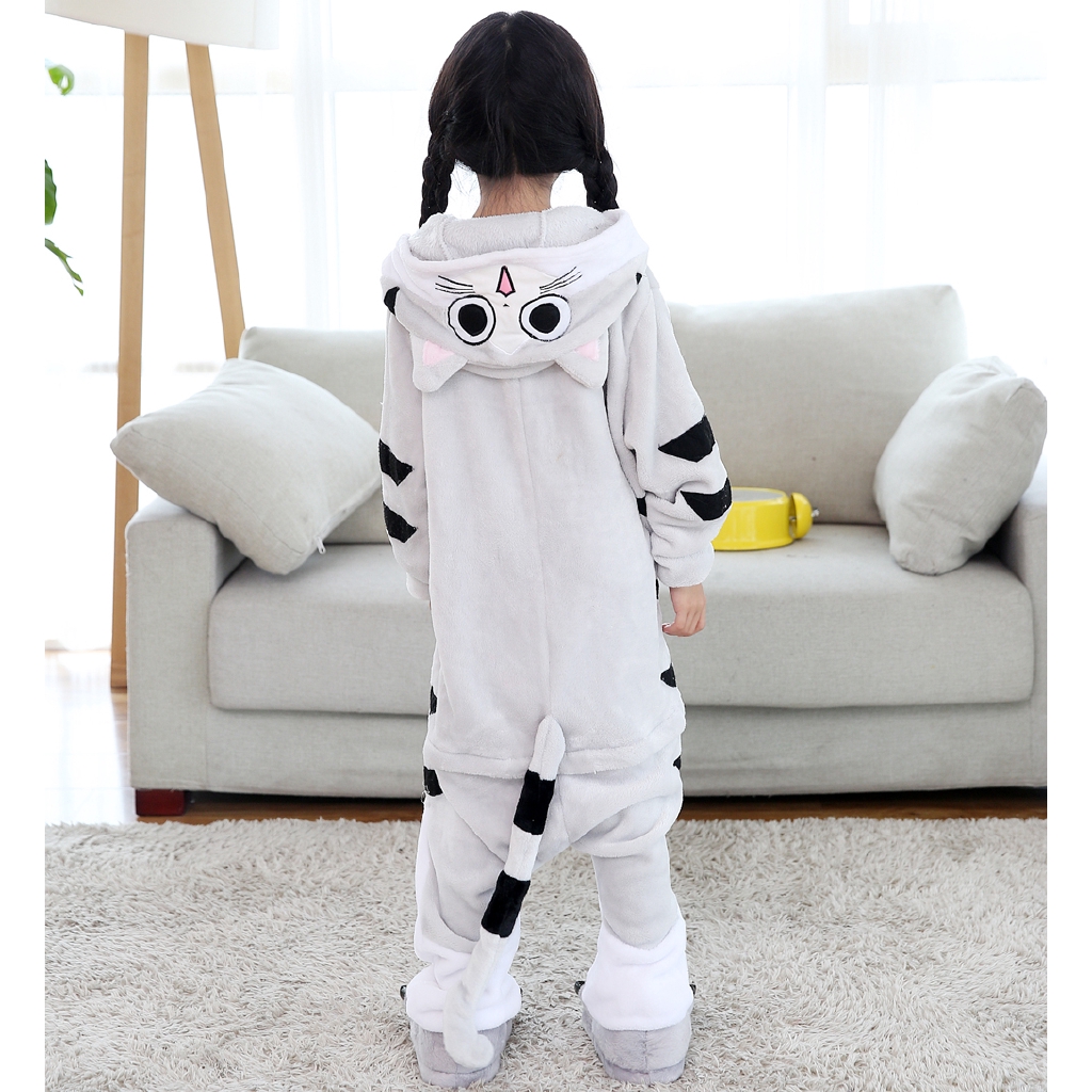 Boys Cute Kigurumi Cheese Cat Cartoon Animal Pajamas Cosplay Costume ...