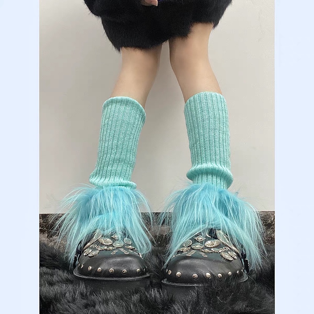 Homemade handmade boo boo soda blue blue green woolly knitted stitching ...