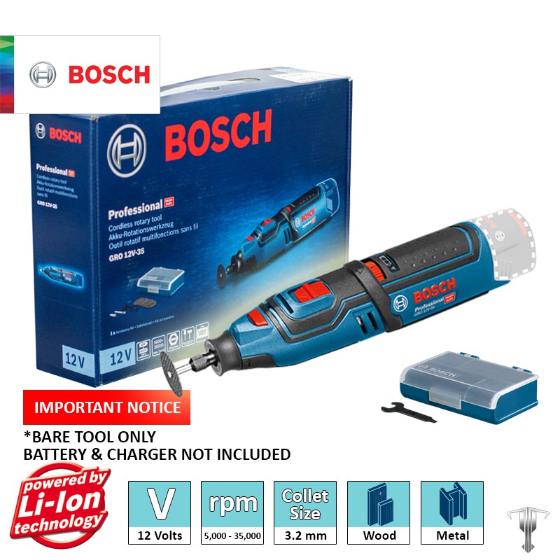 Bosch GRO 12V-35 Professional 12 V Cordless Rotary Tool (Bare Tool ...