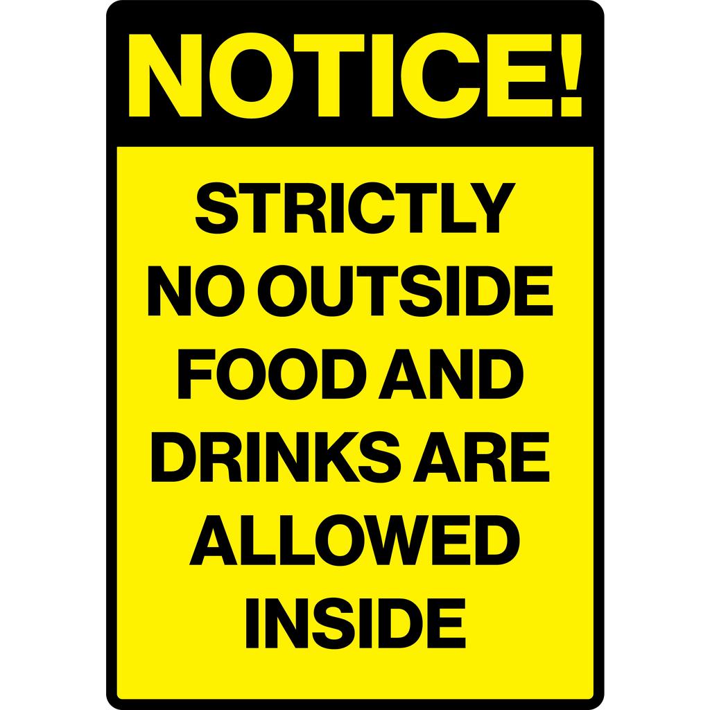 No Outside Food And Beverage Allowed Signs, Signage on 3mm Sintra ...