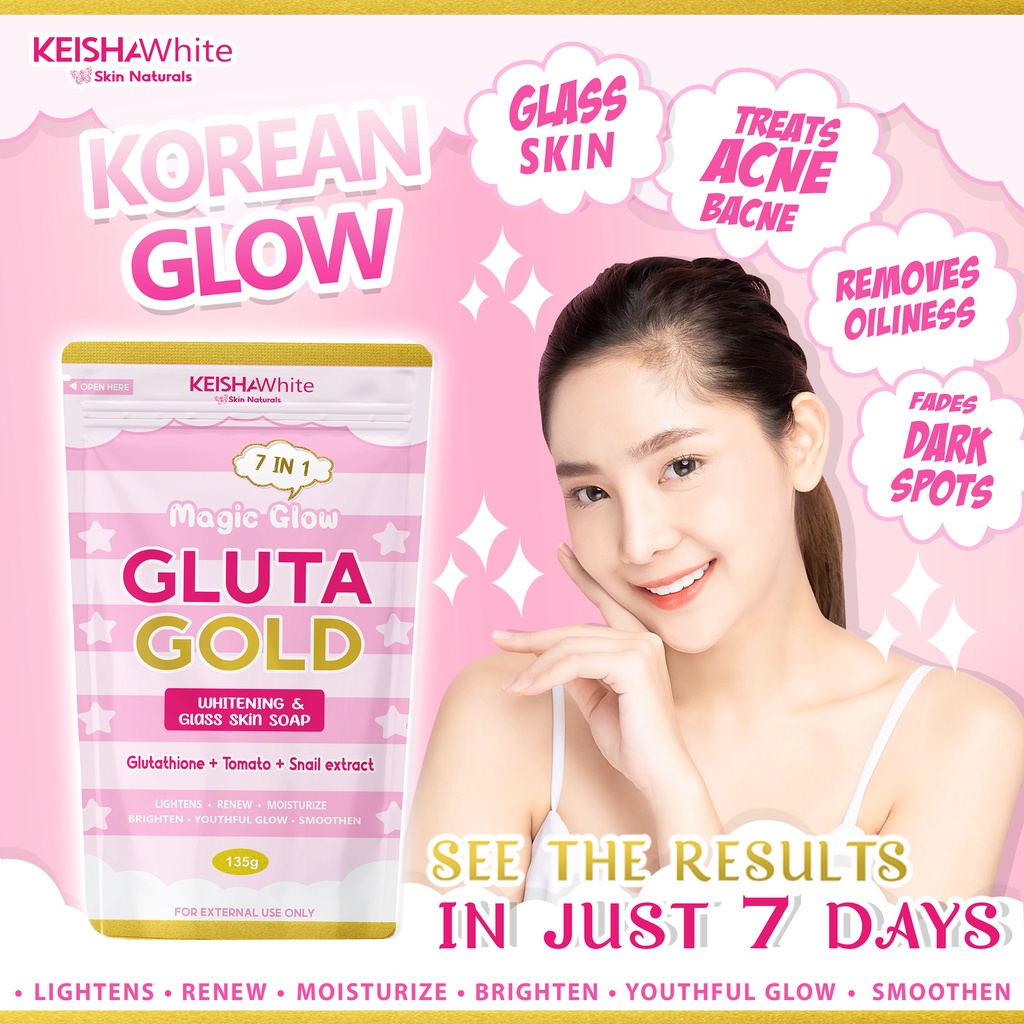 GLUTA GOLD GLASS SKIN SOAP WHITENING, BRIGHTENING, ANTI-ACNE, PORELESS ...
