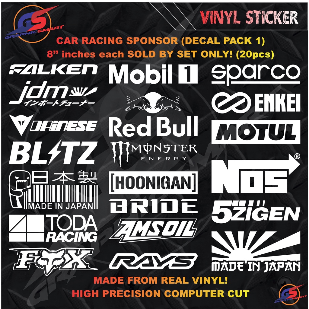 PART 1 20 Pieces Car Racing Sponsor Decals Sticker | Shopee Philippines