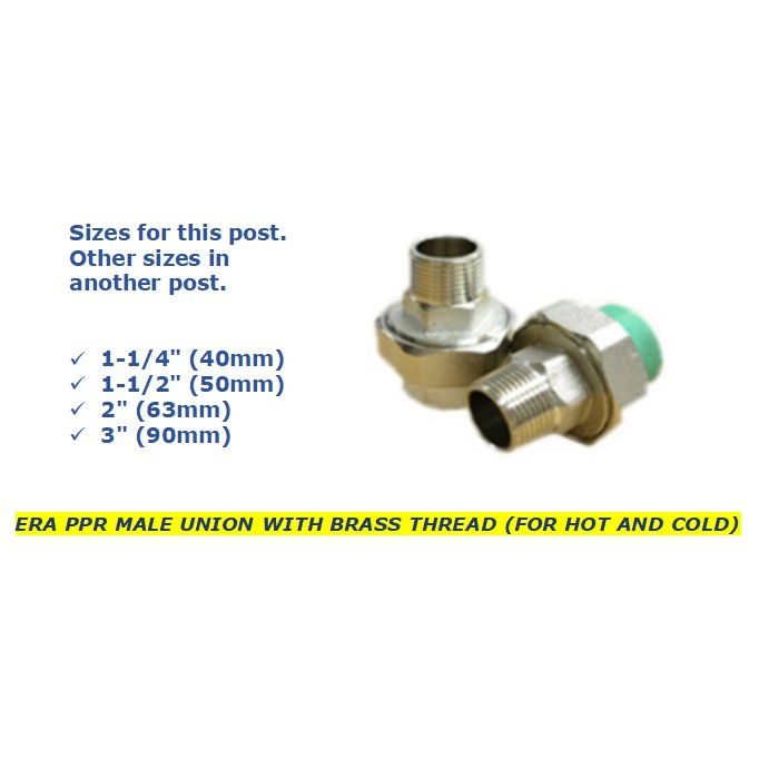 ERA PPR MALE UNION WITH BRASS THREAD (FOR HOT AND COLD) - 1-1/4" (40mm ...