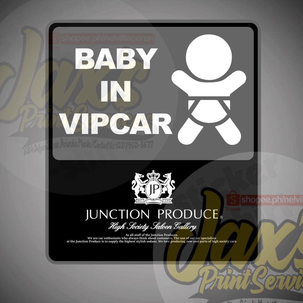 Junction Produce JP Baby IN VIPCAR inspired Vinyl Sticker for Car ...