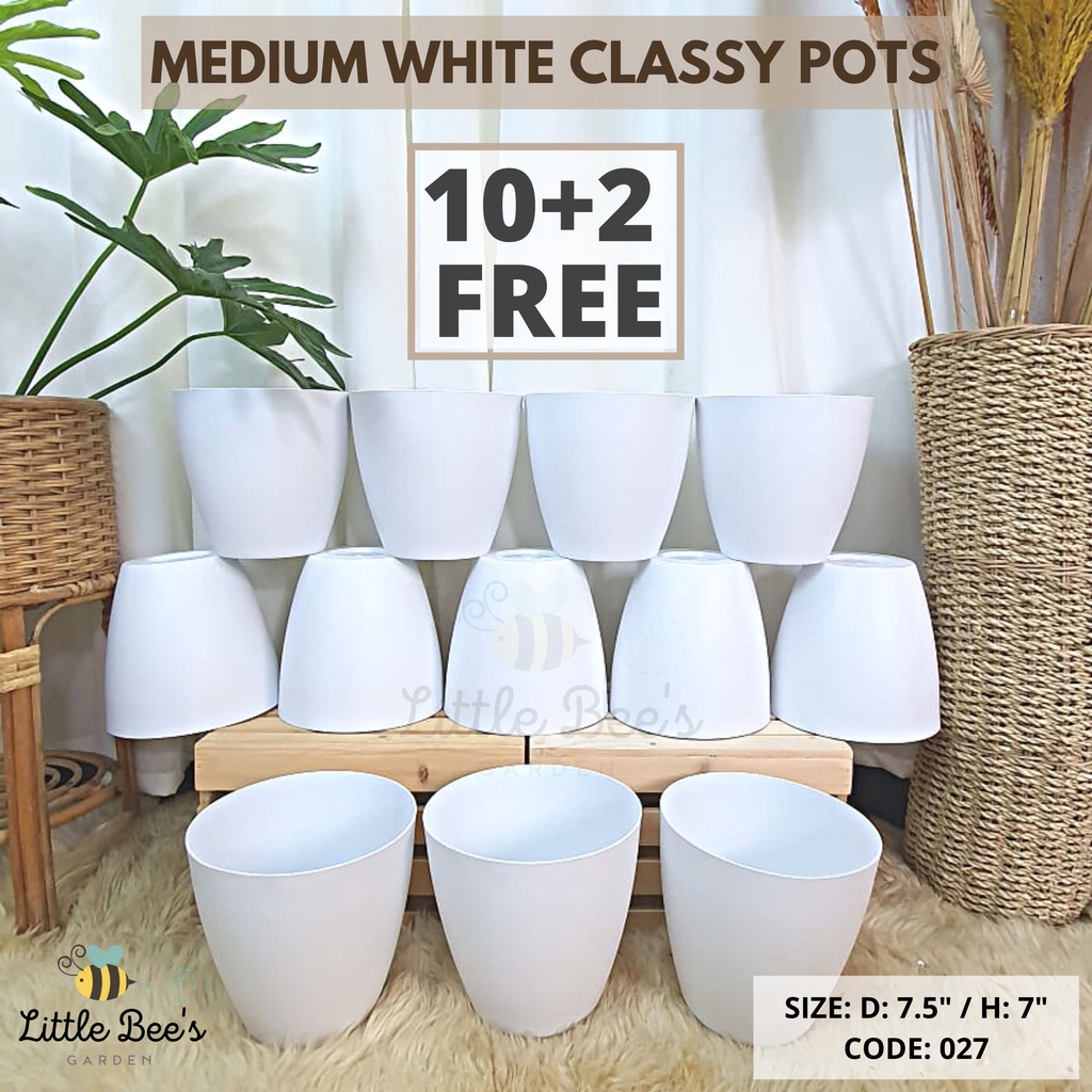 Medium WHITE Classy Pots 10+2 FREE | Minimalist Yayamanin Pots with ...