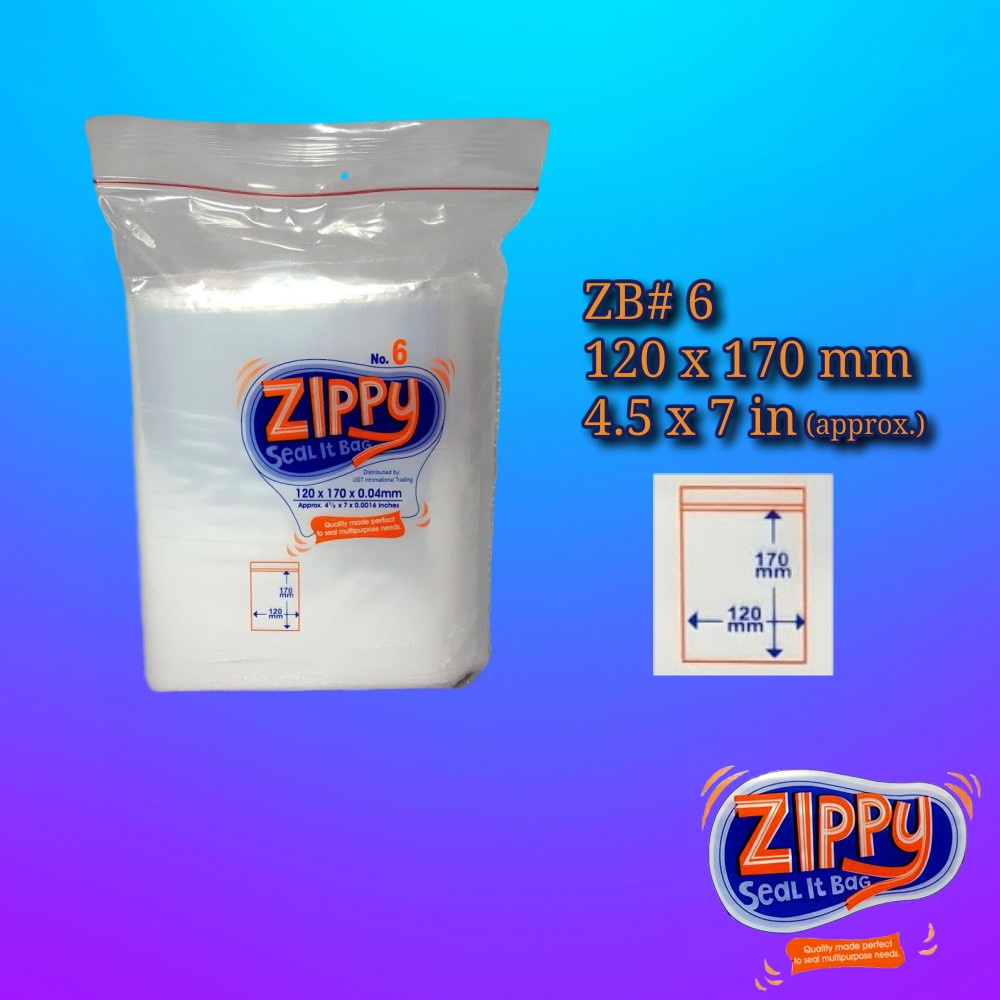 Zippy ZB#6 Seal it Zip-Top Recloseable Plastic Bags - 4.25 x 7 inches (100pcs) [R] | Shopee ...