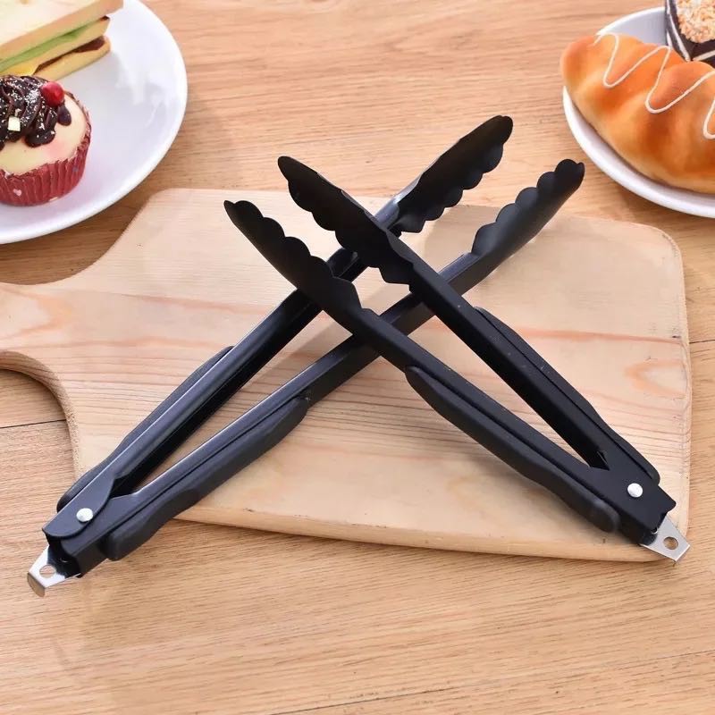 stainless steel kitchen Black color food clip tong, food tong.Bread ...
